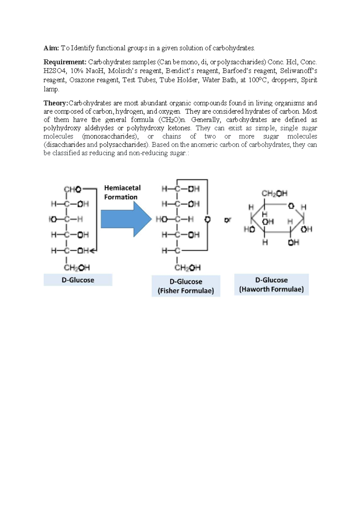 Practical Identification of Functional Groups in Carbohydrates (CHEM ...