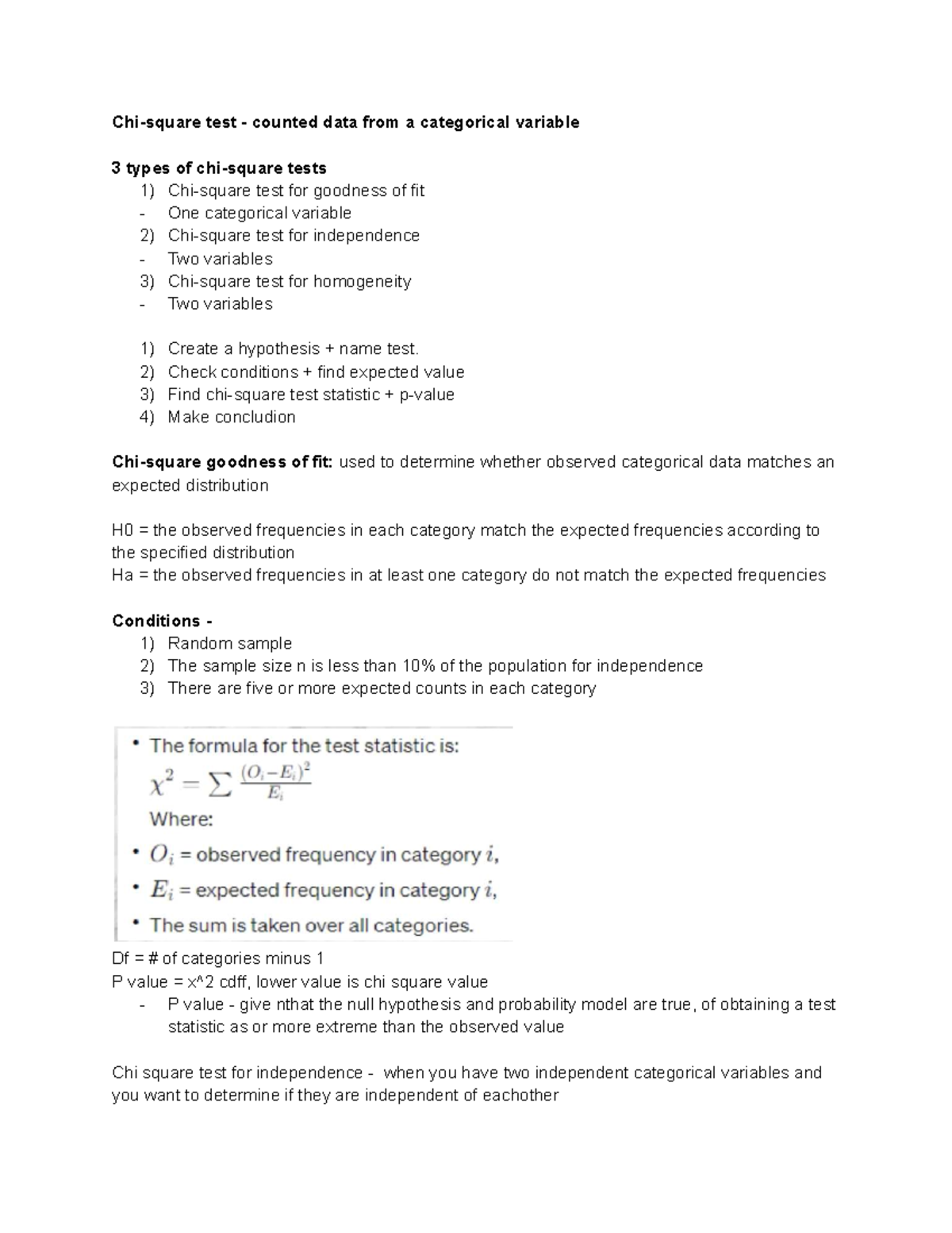 Unit 8 AP Stat: Categorical Data Tests & Goodness of Fit Review - Studocu