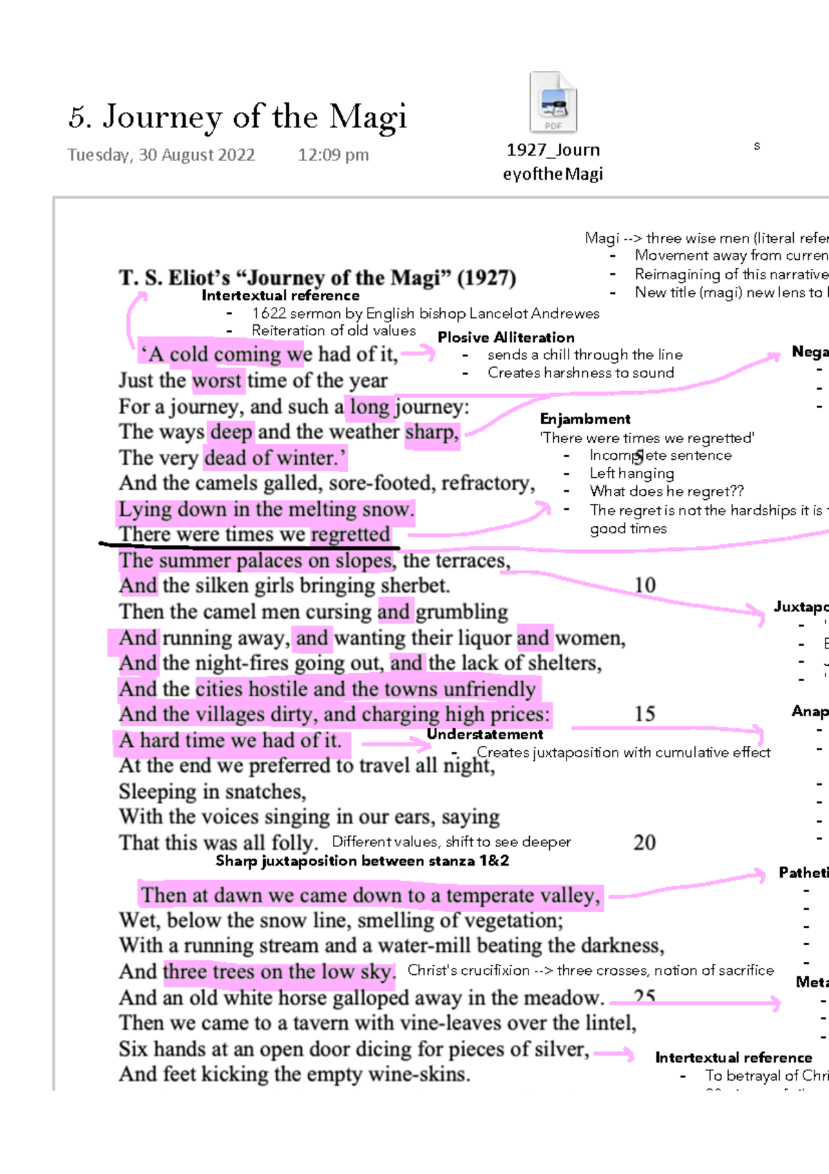 5. The Magi's Journey: Analyzing Eliot's Poetic Themes - HSC Essay ...