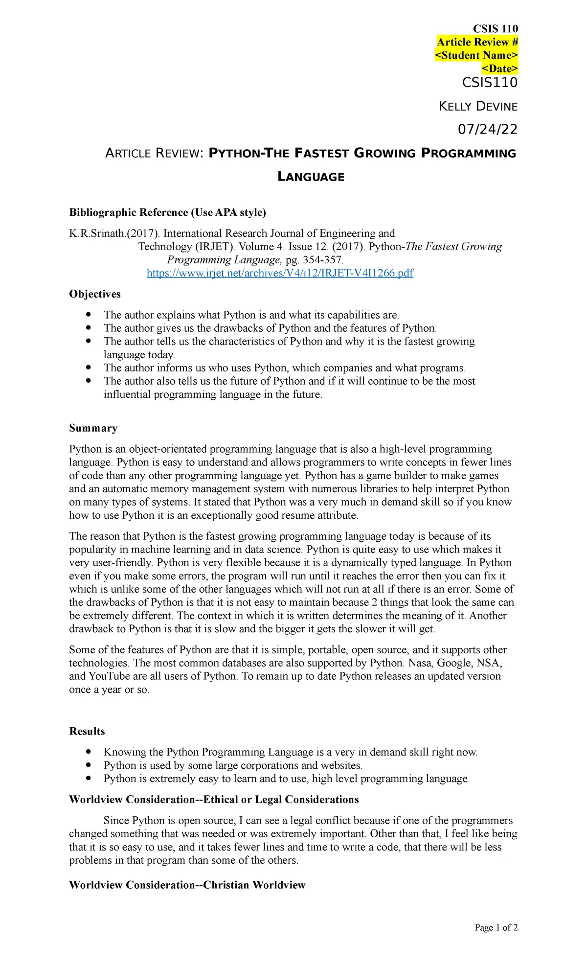 CSCN 110-003: Algorithm Lab Report on Pseudocode Fundamentals - Studocu