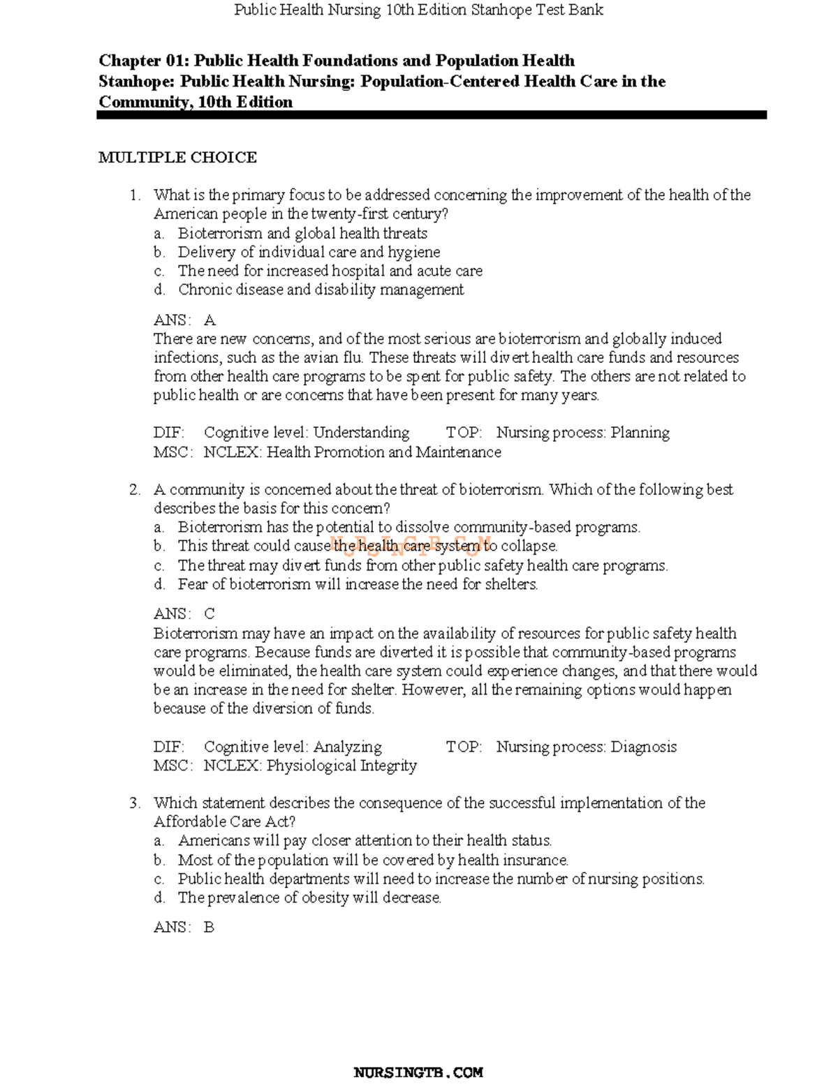 Public Health CH 1 Practice Test Questions & Answers - Studocu