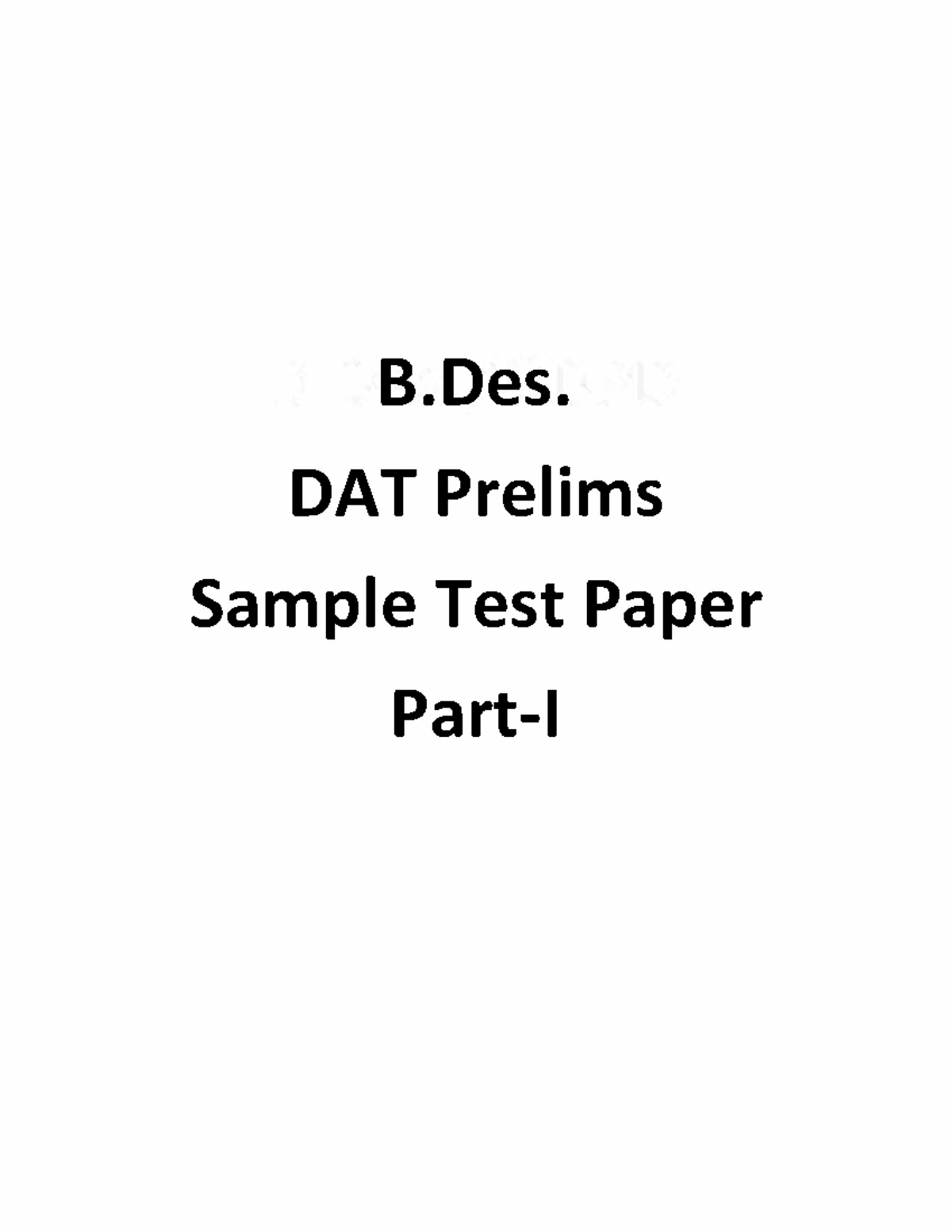 Sample Paper DAT Prelims BDes - Comprehensive Review Questions - Studocu