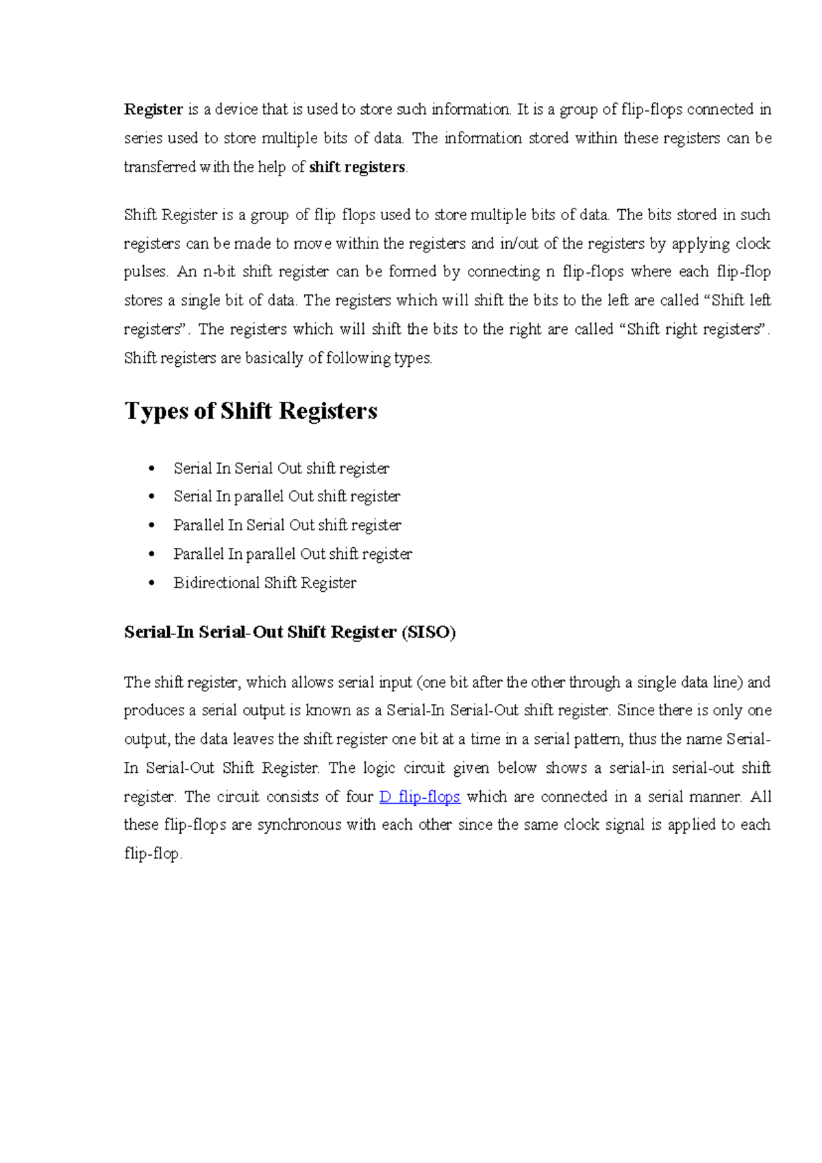 Shift Registers: Types and Functions Explained - Studocu