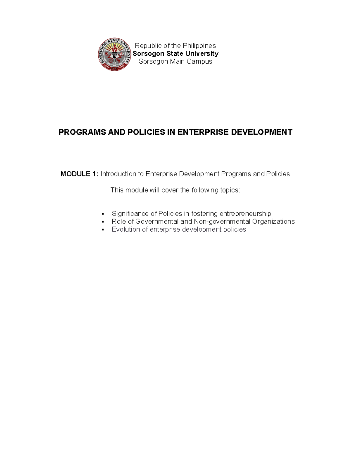 EDP 670076789: Intro to Enterprise Development Programs & Policies ...