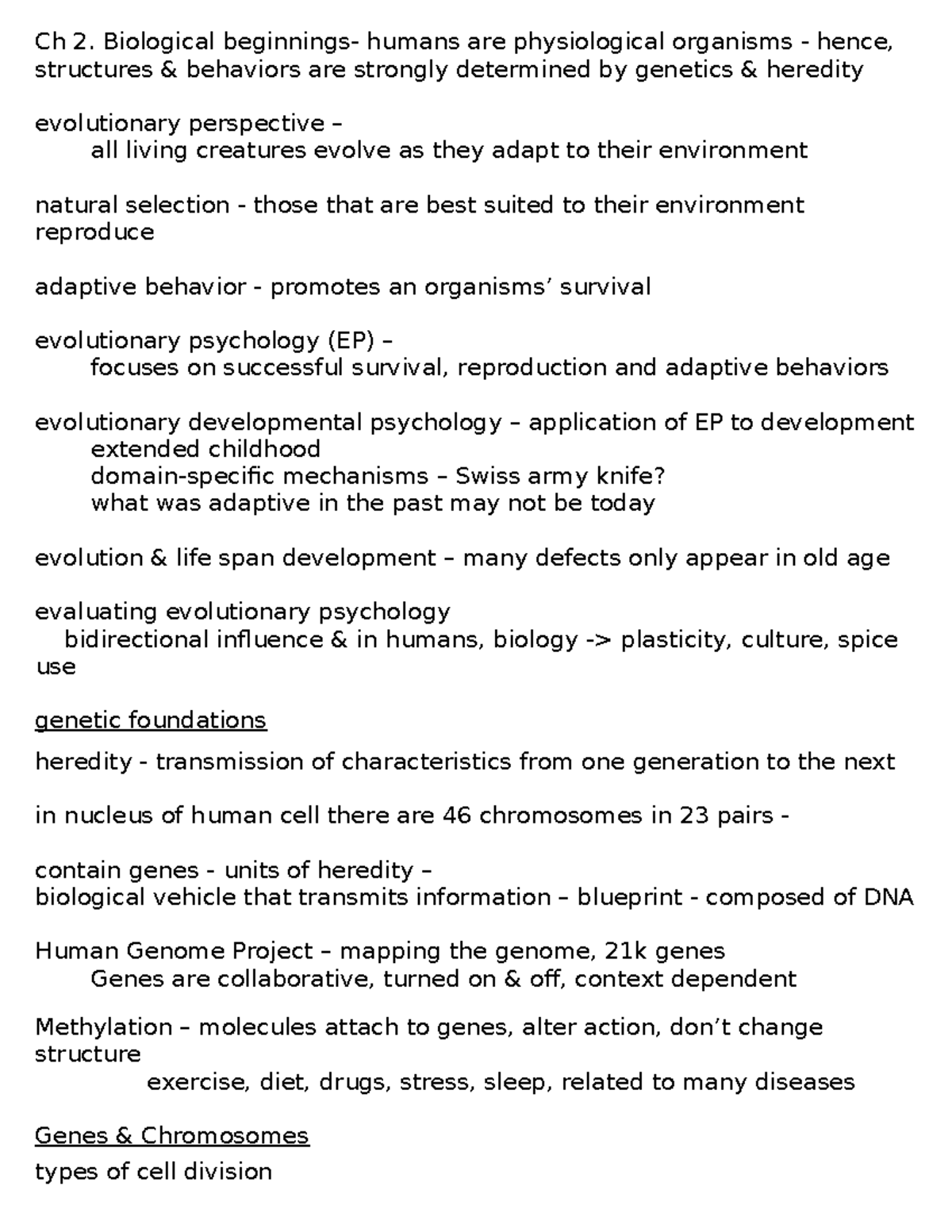 Biological Foundations of Human Development (PSY 101): Genetics ...