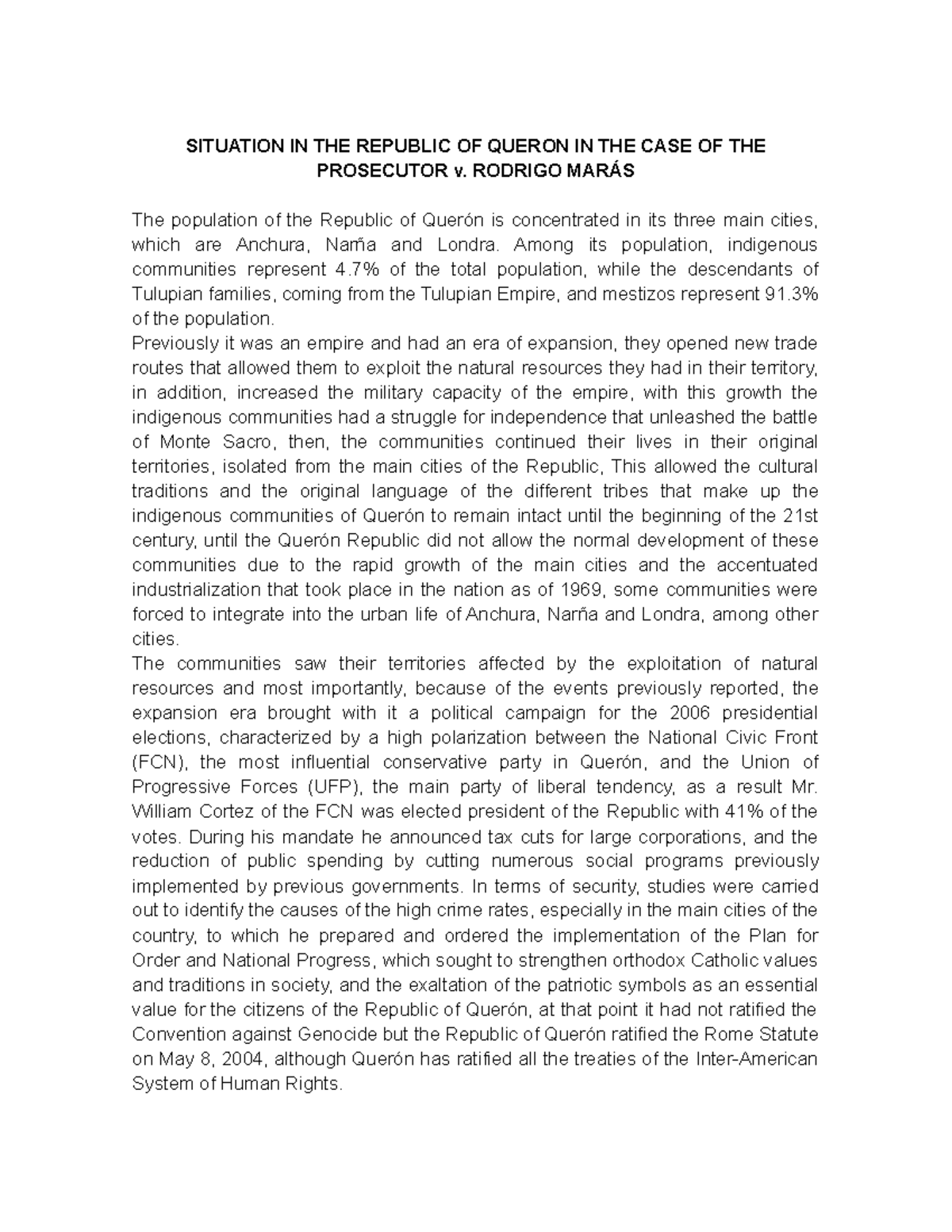 Avance 1 - Case Study on Cultural Genocide in Querón - Studocu