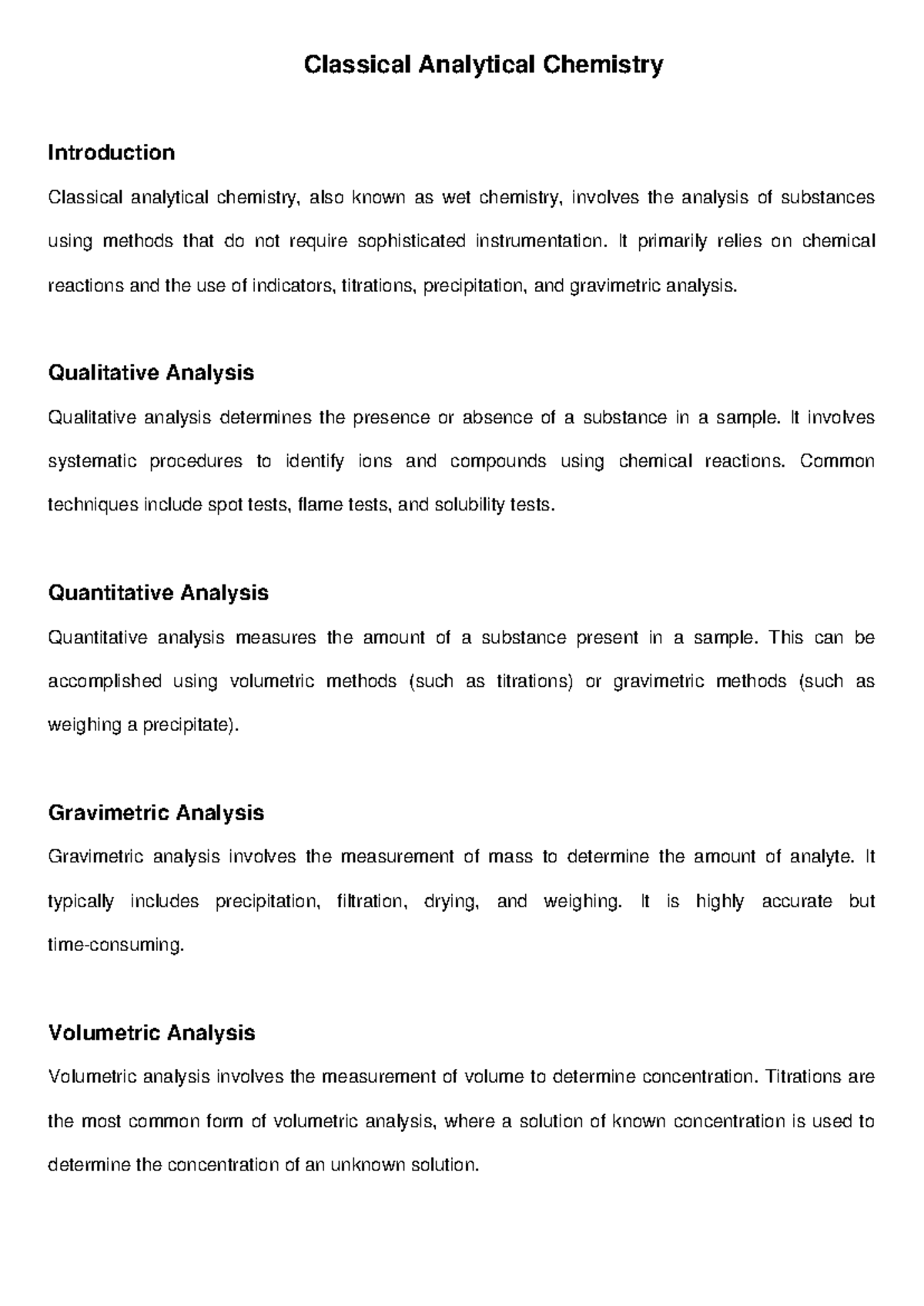 Classical Analytical Chemistry: Intro to Qualitative & Quantitative ...