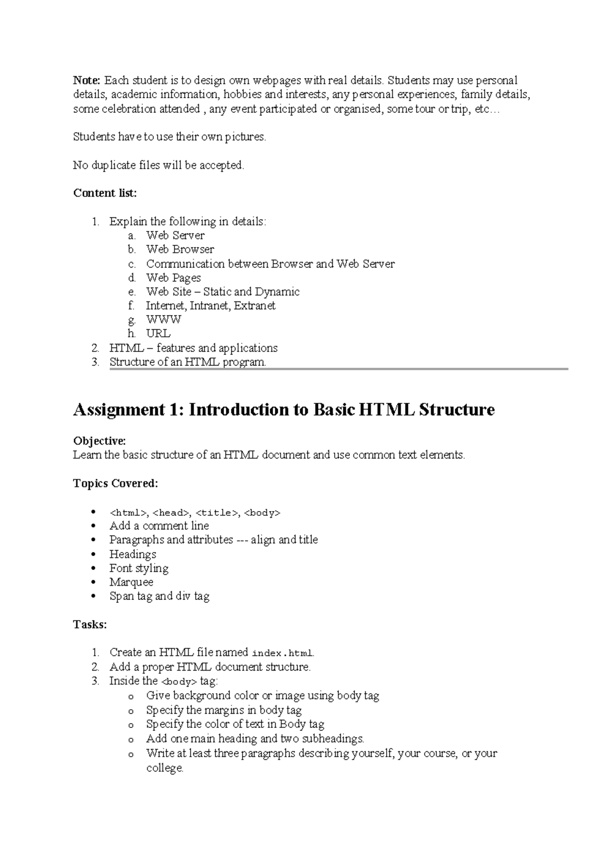 Assignments - CSE: Webpage Design and HTML Structure Guide - Studocu