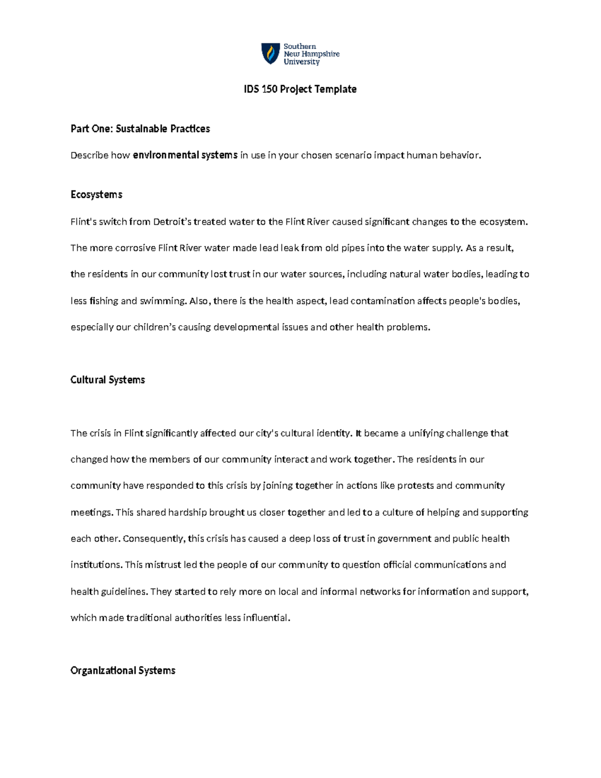 IDS 150 Project - IDS 150 Project Template Part One: Sustainable ...