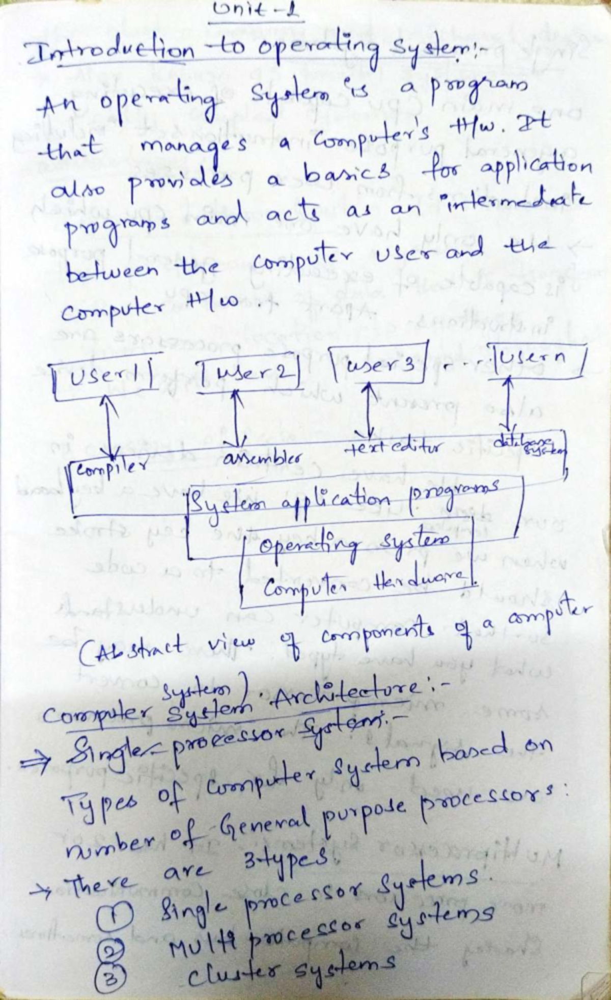 OS Notes Part 1: Introduction to Operating Systems and Components - Studocu
