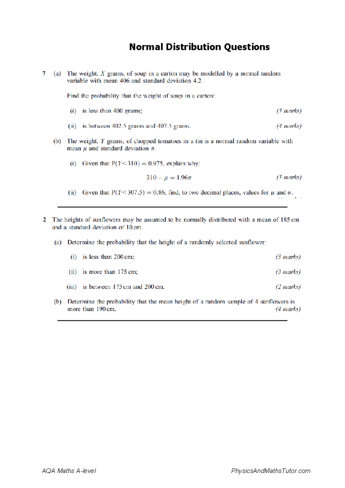 Normal Distribution - Yh exam practice - PSC4003 - Normal Distribution ...