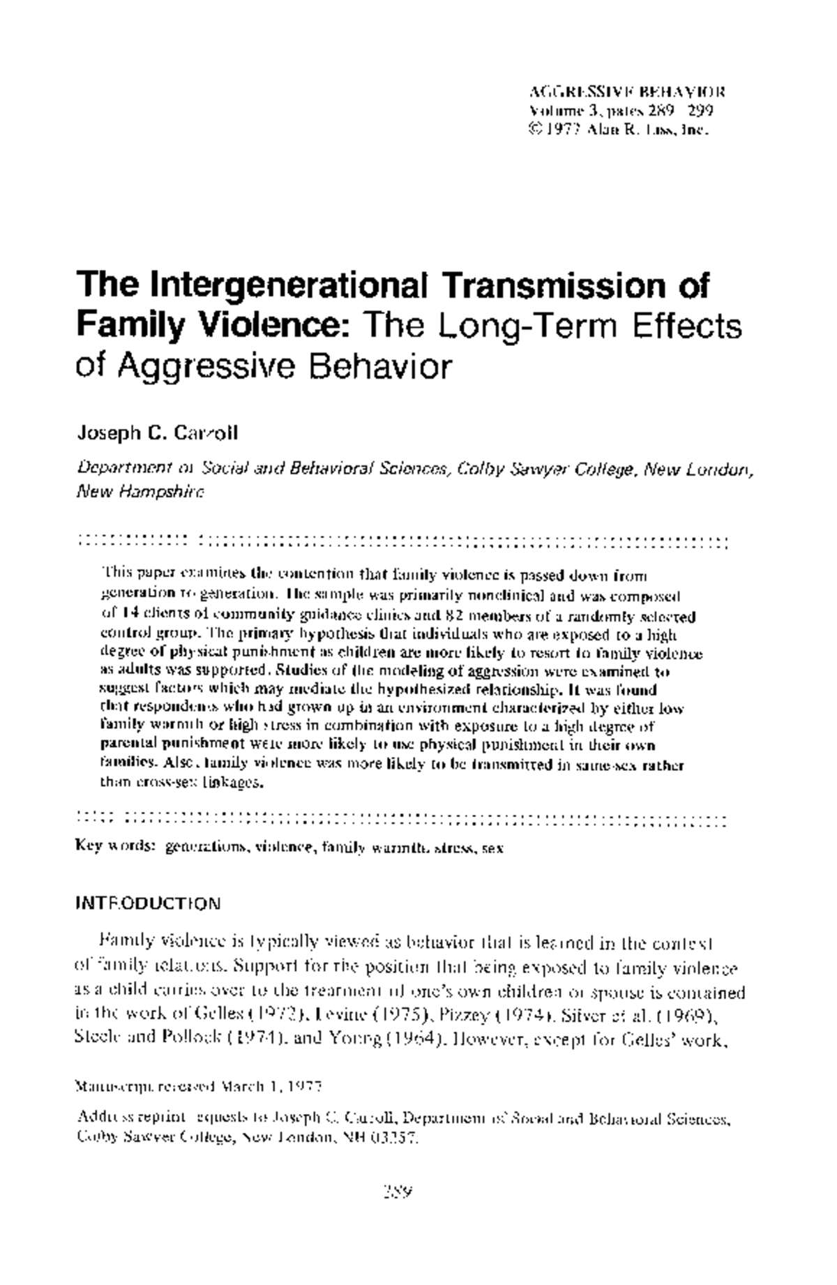 AGGR 301: Intergenerational Transmission of Family Violence Analysis ...