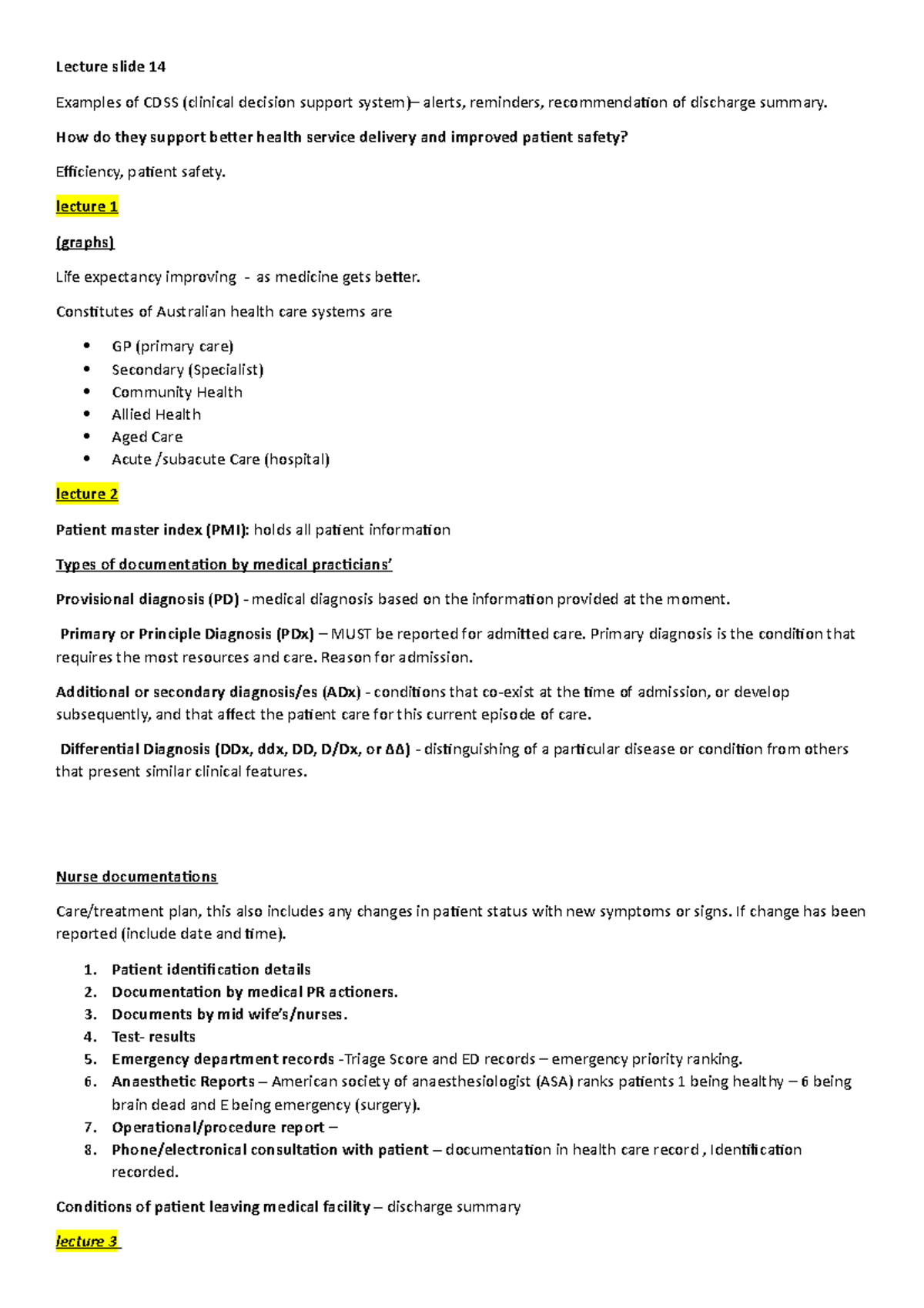 Final Exam Notes (intoduction to health informatics) - Lecture slide 14 ...