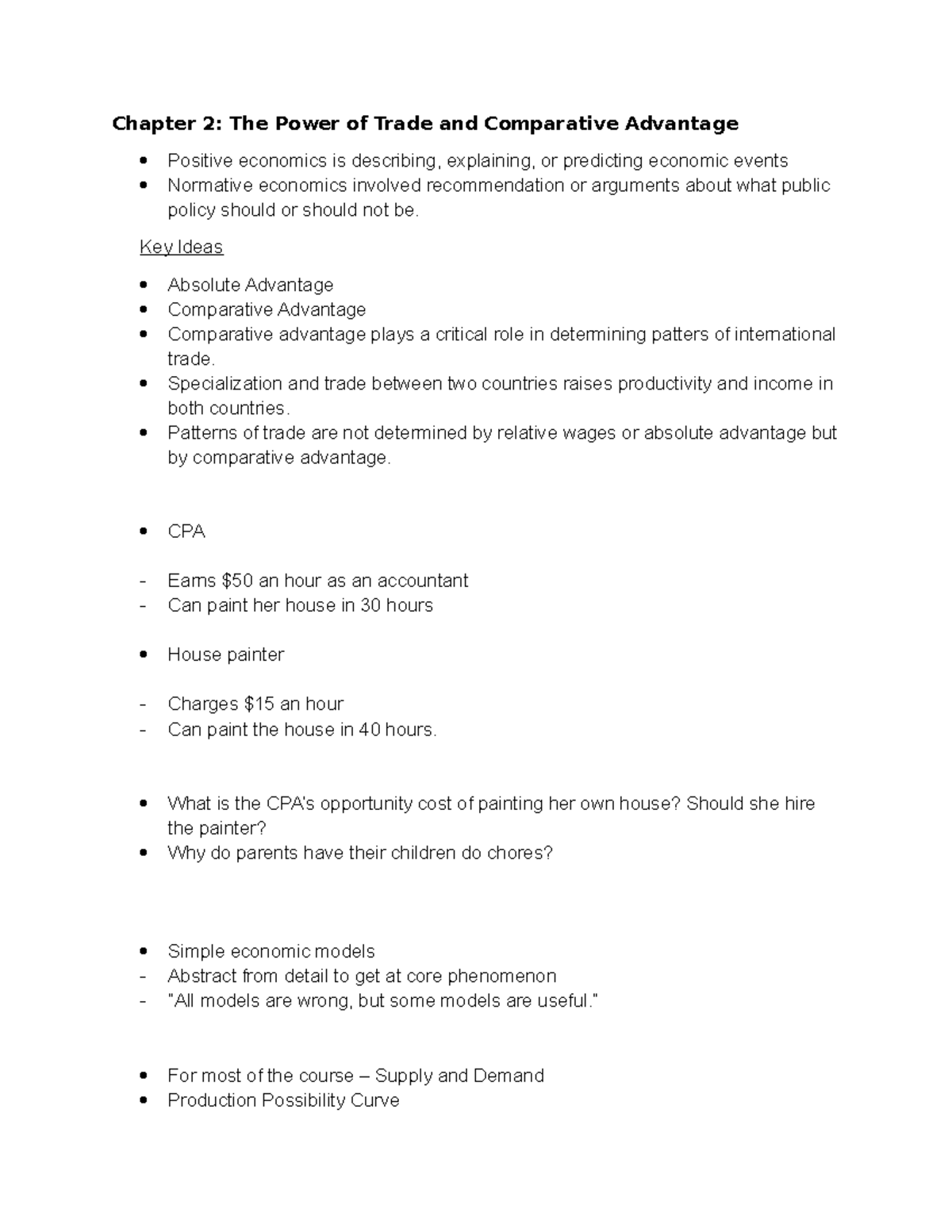 Microeconomics Chapter 2: Trade & Comparative Advantage Notes - Studocu
