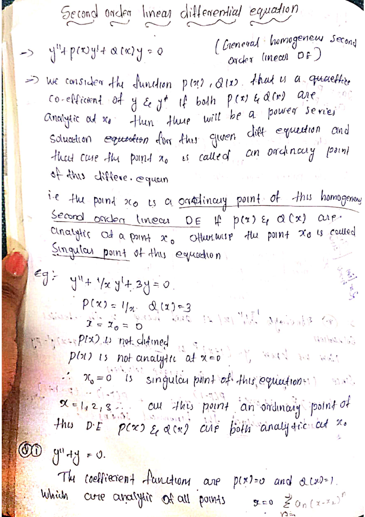Second Order Linear Differential Equations: ODE Module 1 Notes - Studocu