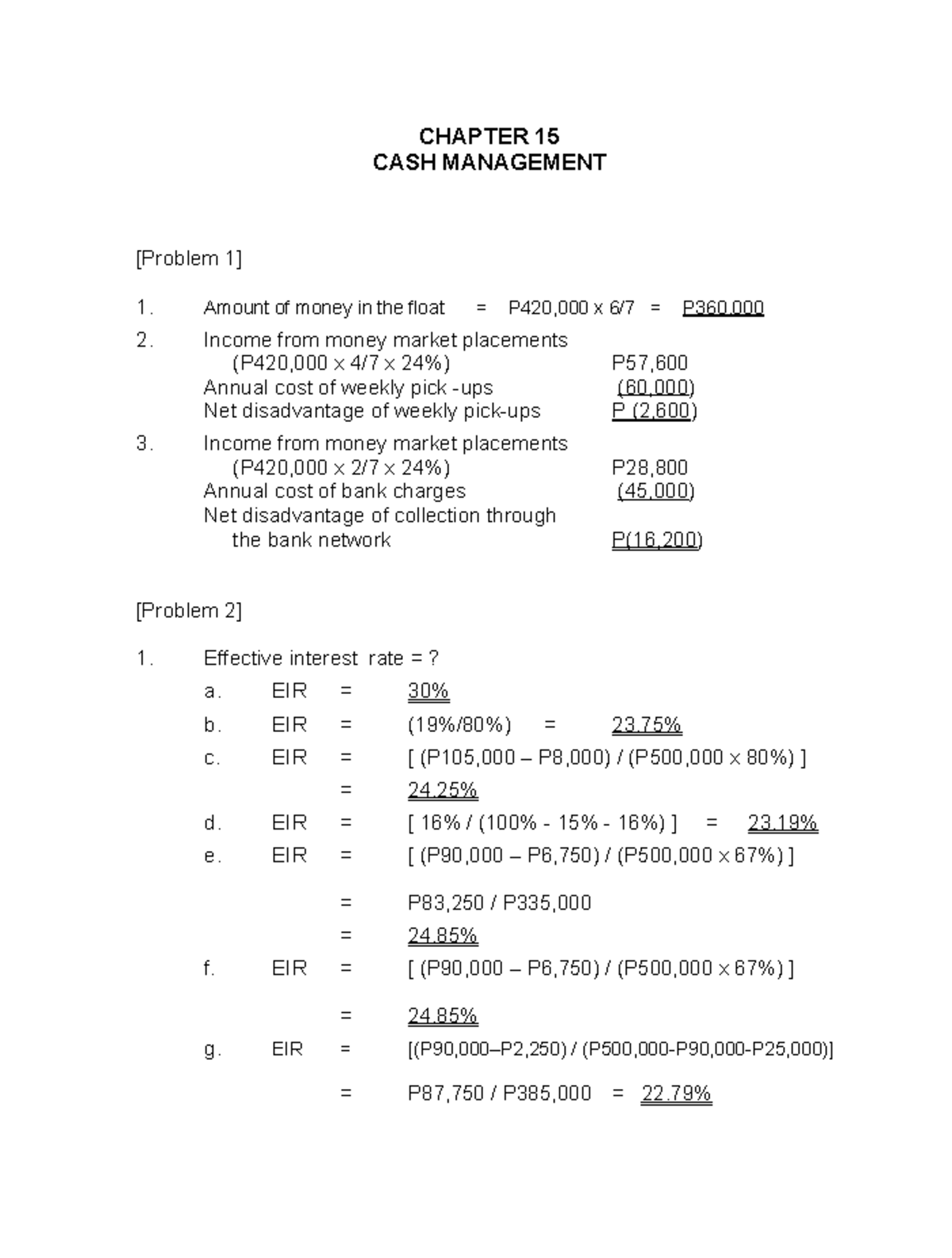 Chapter 15 - Cash Management Analysis and Financial Strategies - Studocu