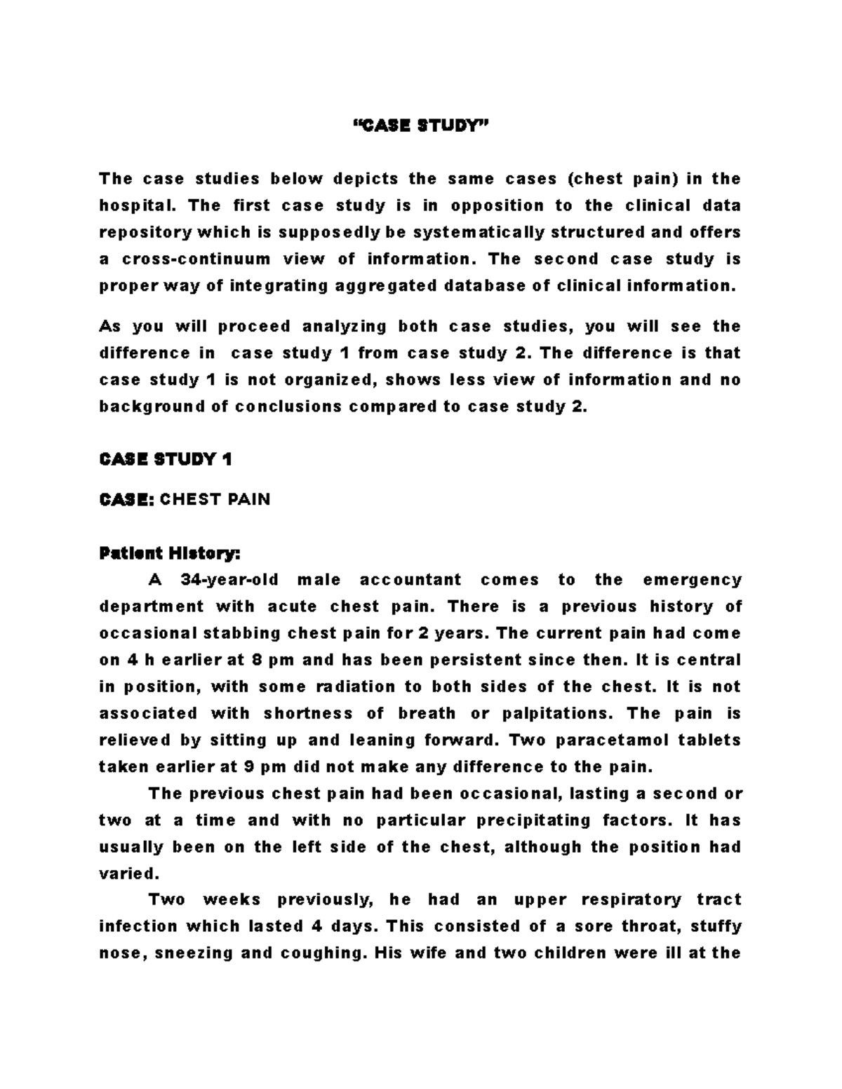 Case study 10 7 T - “CASE STUDY” The case studies below depicts the ...