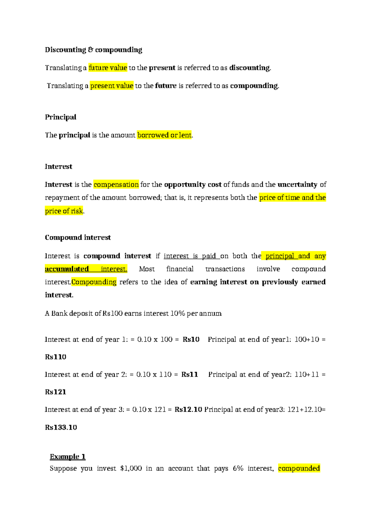 Time Value of Money Concepts: Discounting & Compounding - Studocu