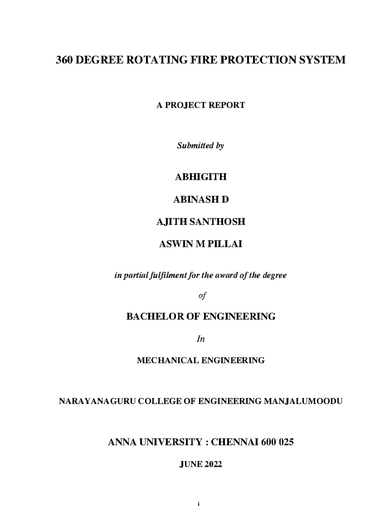 360 Degree Rotatin FIRE Protection SYS - i 360 DEGREE ROTATING FIRE PROTECTION SYSTEM A PROJECT ...