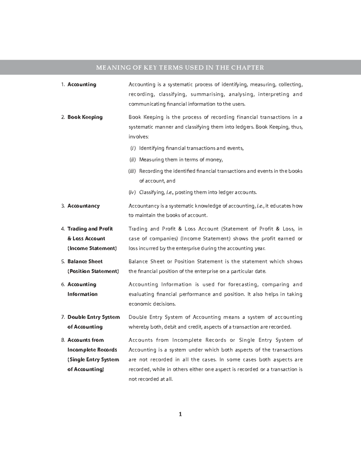 Key Terms and Chapter Summary for Accounting (Chapter 1) - Studocu