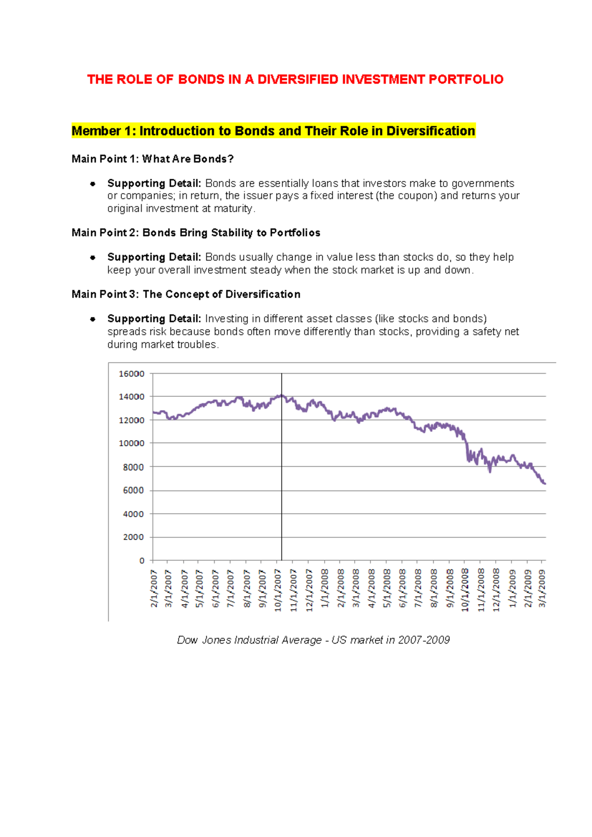 The Role of Bonds in Diversified Investment Portfolio (FIN 101) - Studocu