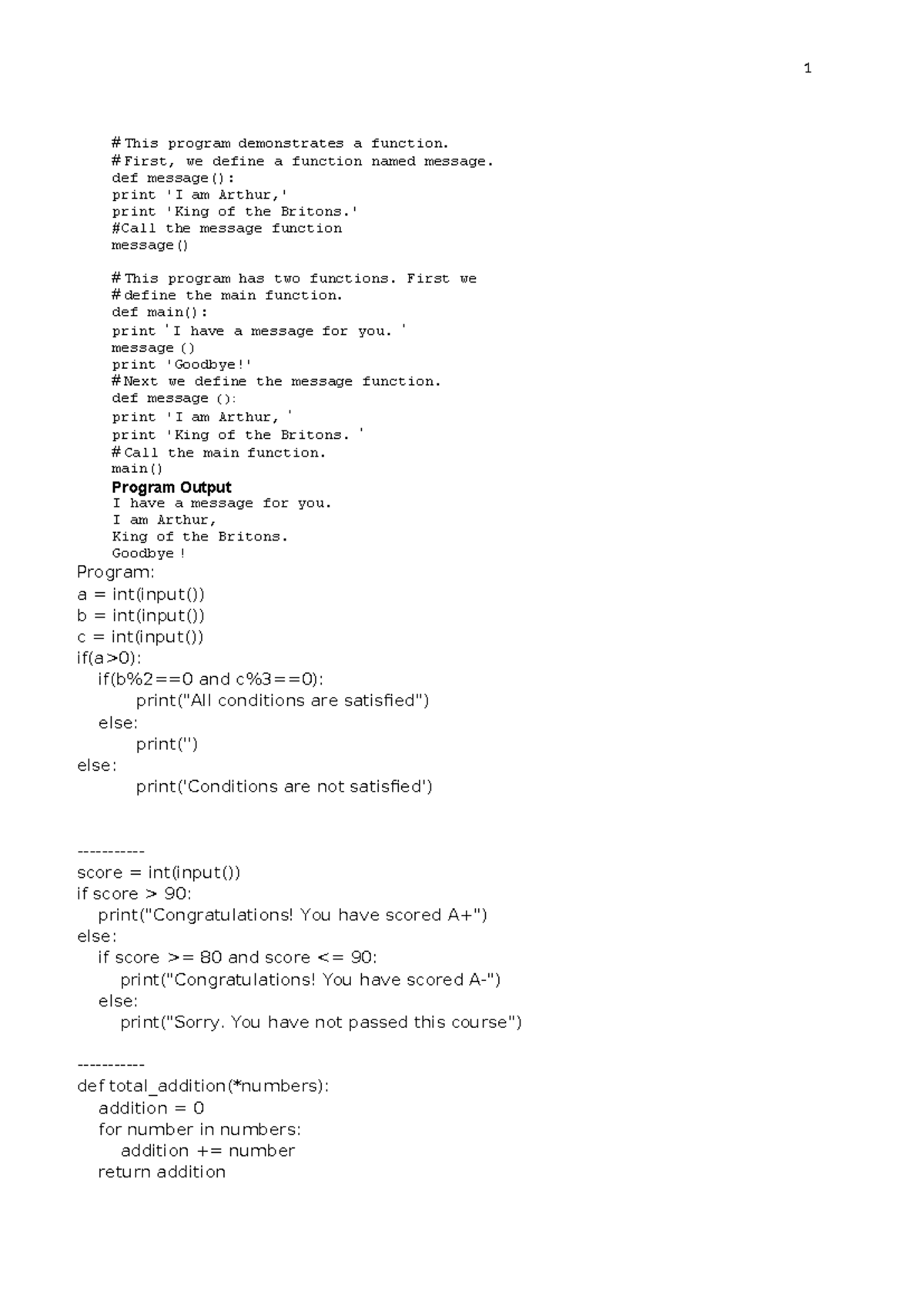 Python Functions Overview: Understanding Function Definitions and Usage - Studocu