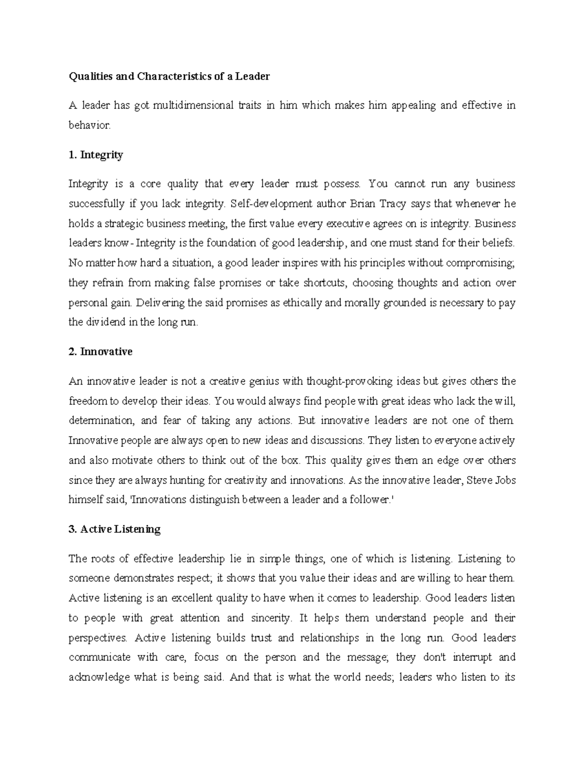 Project Leadership Notes: Key Qualities & Traits of Effective Leaders ...