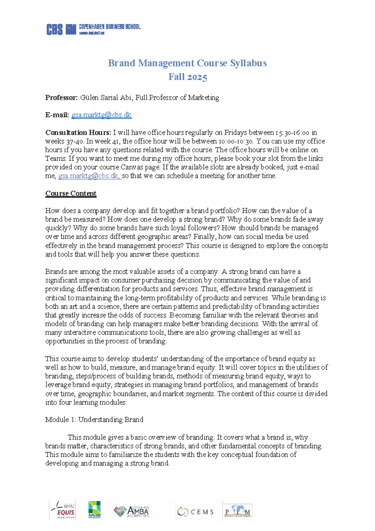 Brand Management Course Syllabus (MKT 101) - Fall 2025 - Studocu