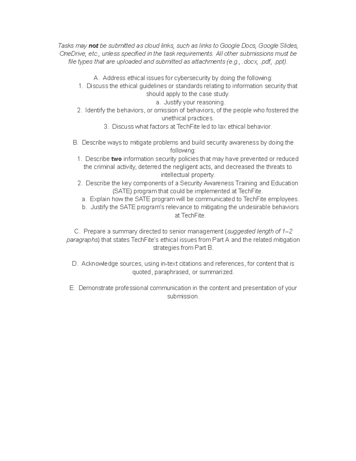 Cybersecurity Ethics & Mitigation Strategies - Task 2 Directions - Studocu