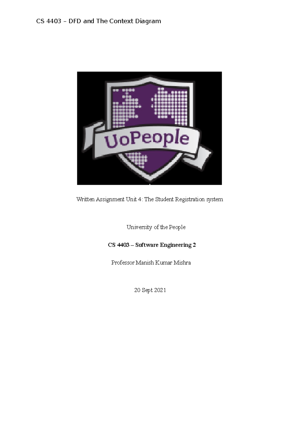 CS 4403 Week 3 Assignment: Analyzing the Course Registration System - Studocu