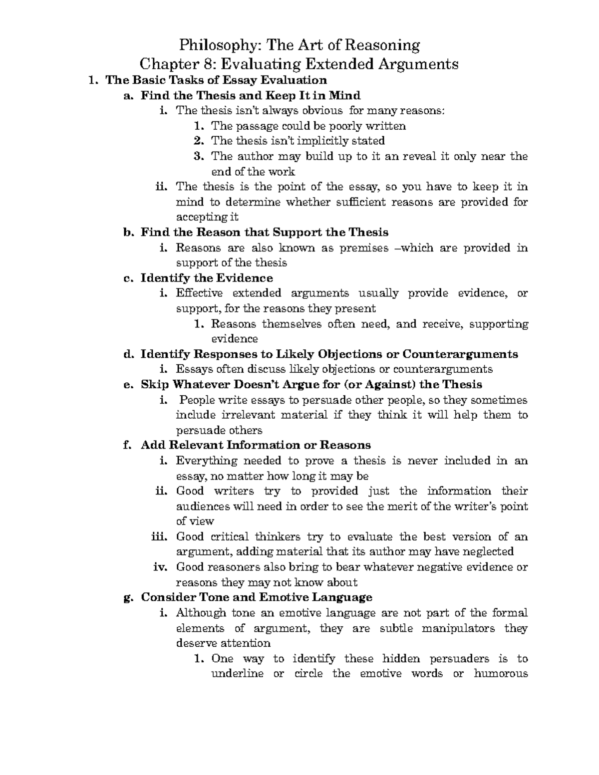 Chapter 8 Evaluating Extended Arguments - Philosophy: The Art of ...