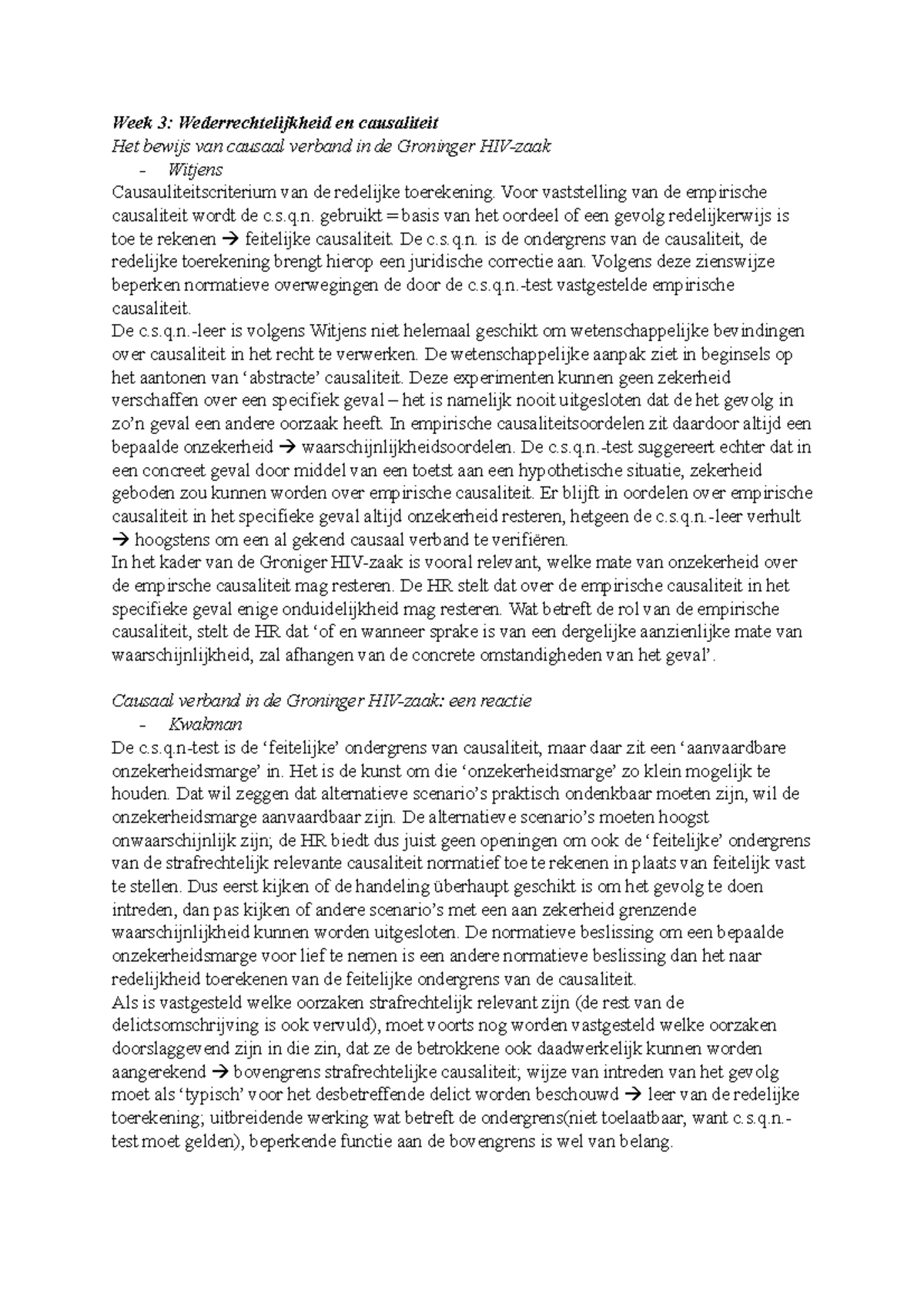 Moderne Visies op Causaliteit en Opzet in het Strafrecht (Week 3-7 ...