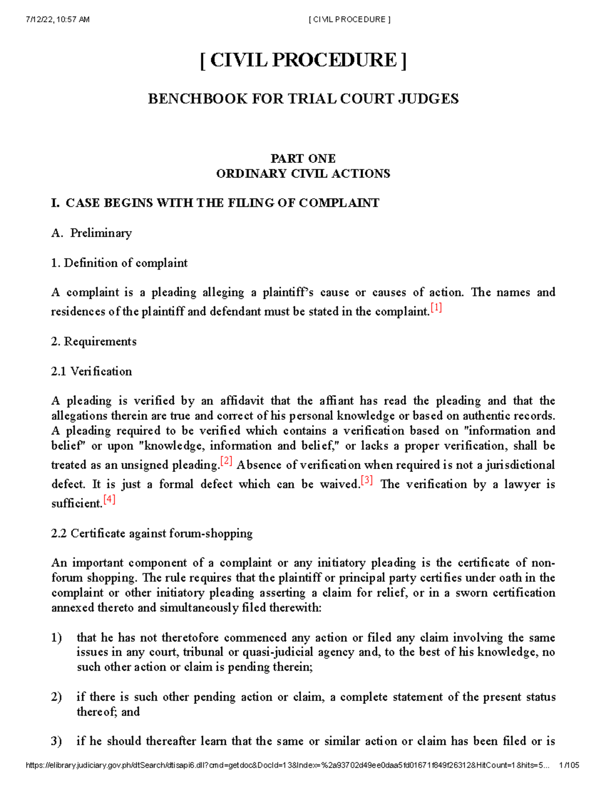 [ Civil Procedure ] Benchbook - [ CIVIL PROCEDURE ] BENCHBOOK FOR TRIAL ...