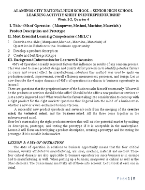 ENT 101: Lesson 2 - Understanding SWOT Analysis for Business ...