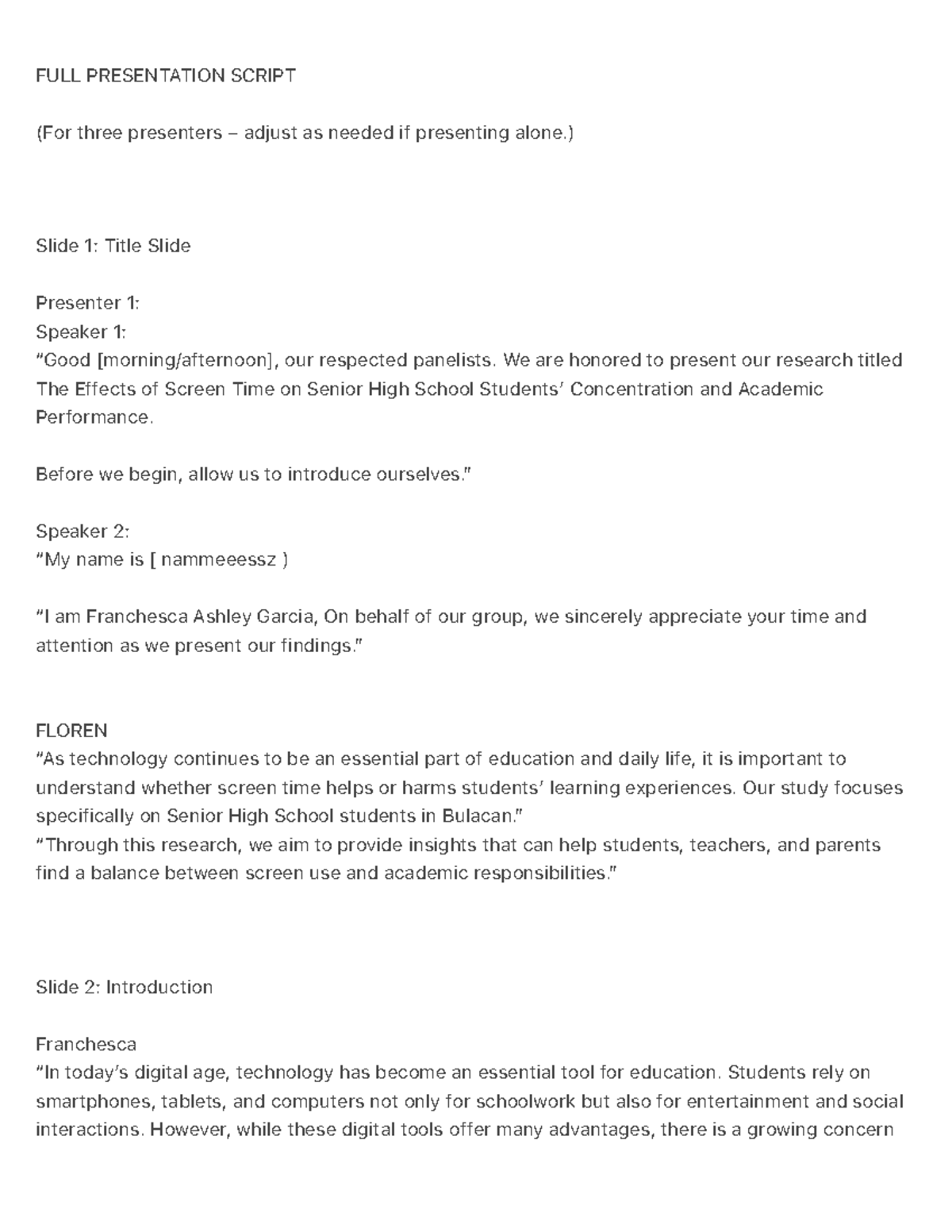 The Effects of Screen Time on SHS Concentration & Academic Performance ...