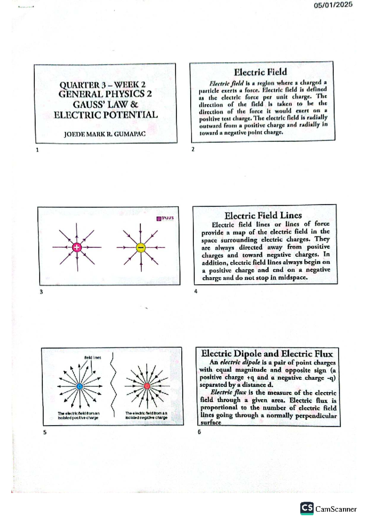 Electric Field Concepts - General Physics 2 Q3 Week 2 Summary - Studocu