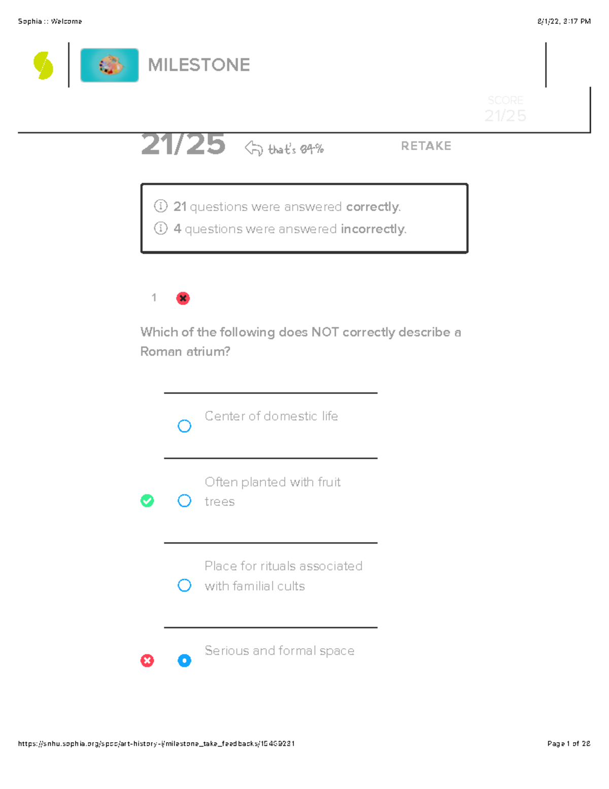 ART 1 Final Milestone Assessment - Score 21/25 (84%) - Studocu