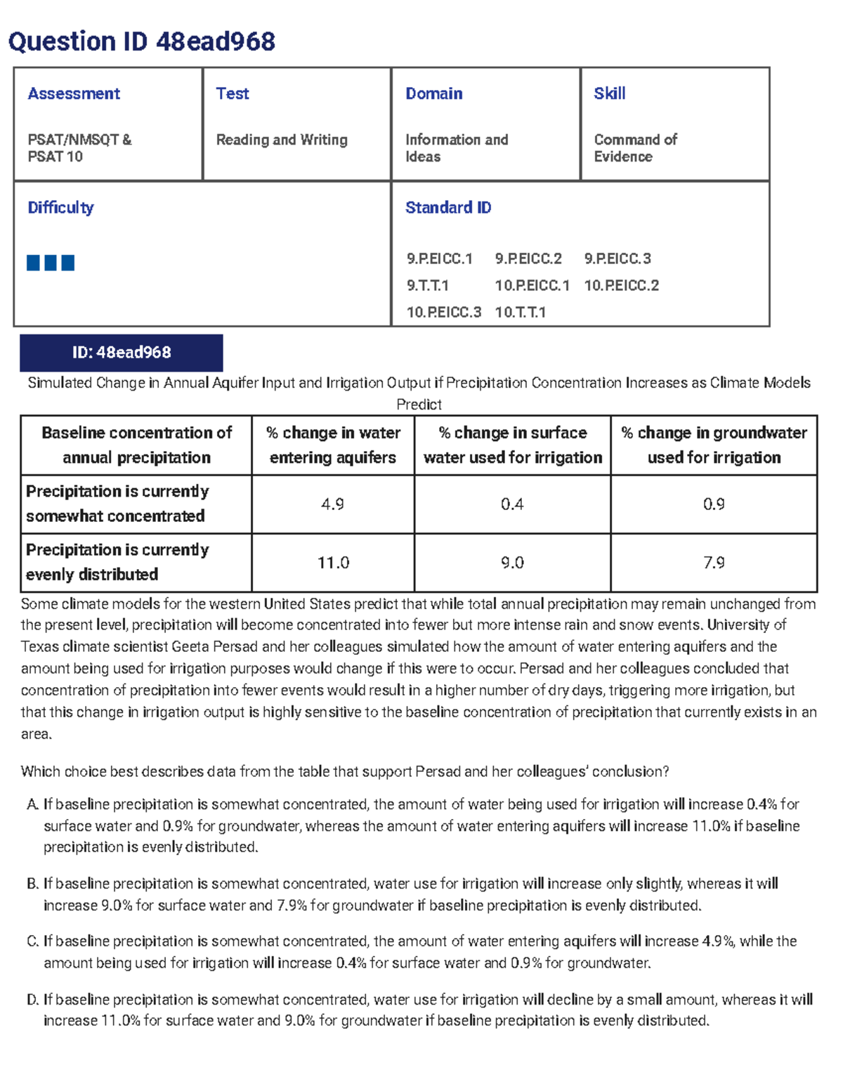 PSAT 10 Reading & Writing Assessment Test Questions and Answers - Studocu