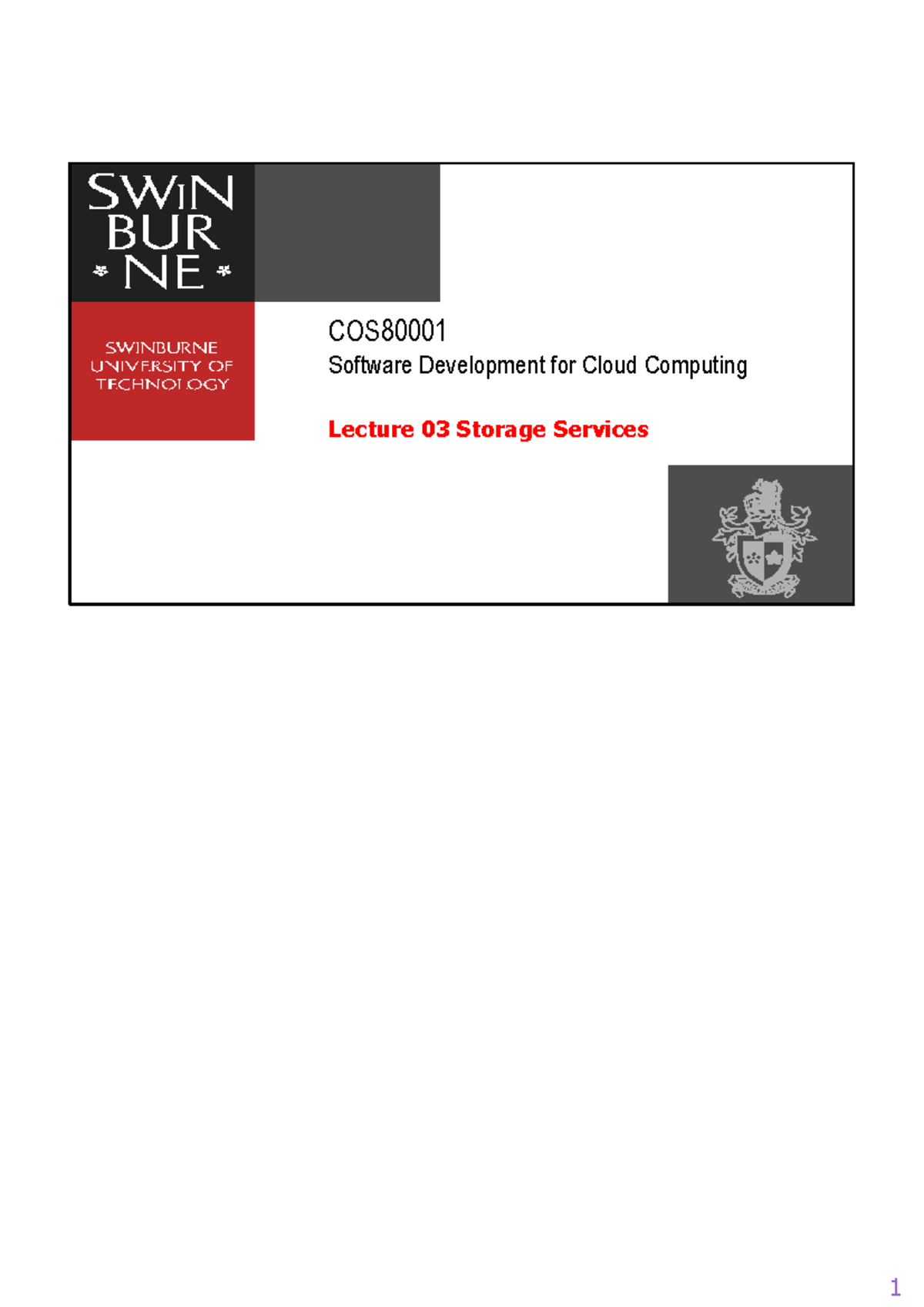 L03 Software Development for Cloud Computing: Storage Services Notes ...