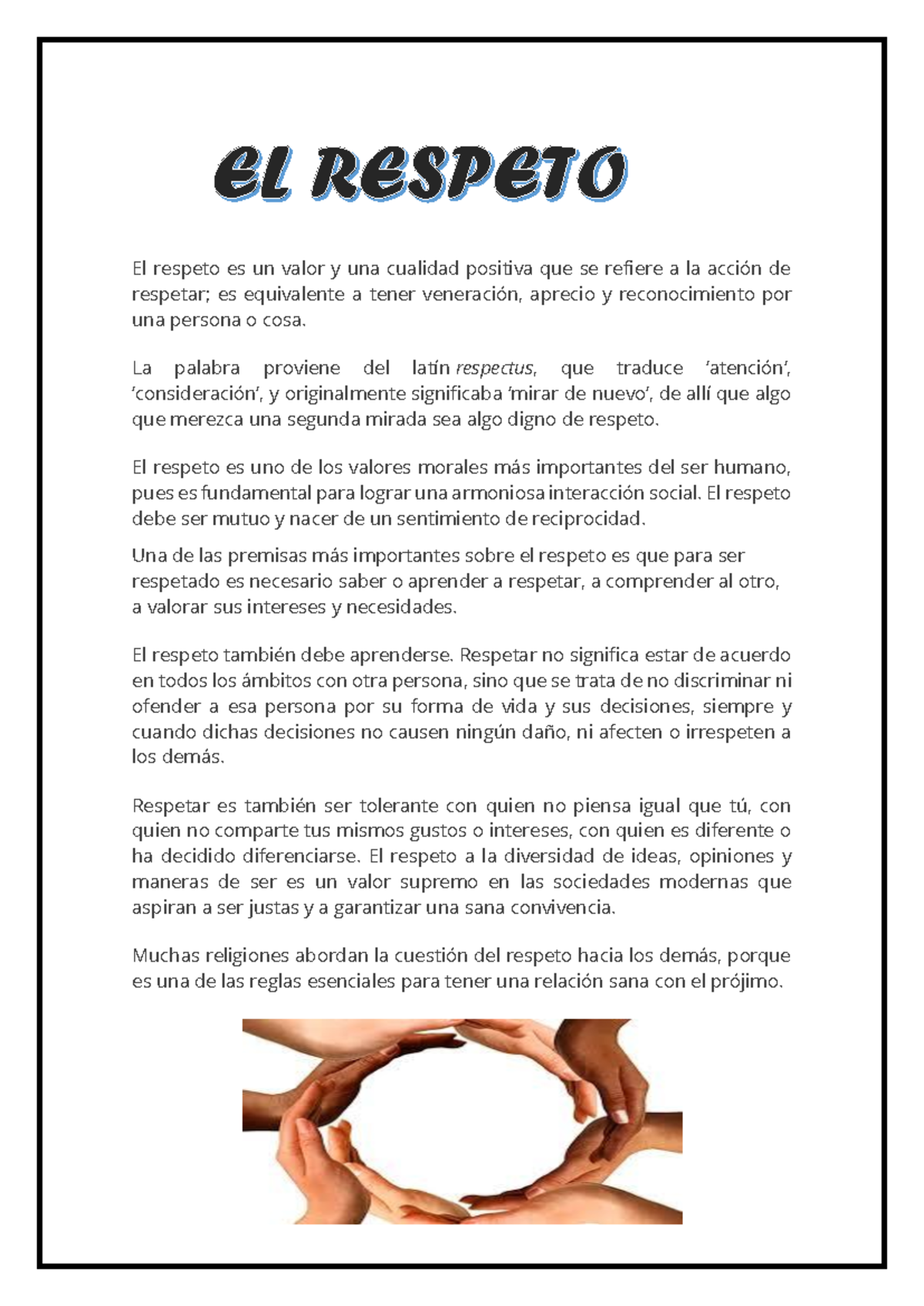 Los Valores Que Es El Valor Del Respeto Fomentemos El Valor Del