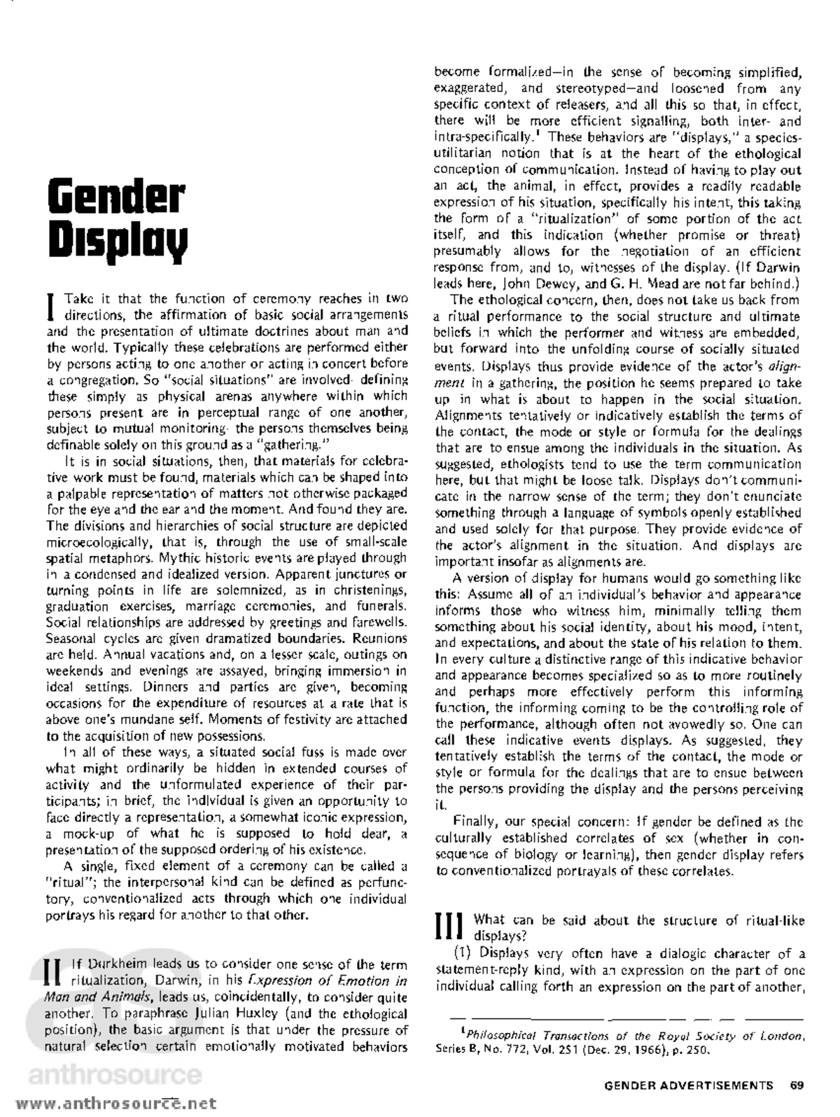 GENDER DISPLAY: Analyzing Social Ceremonies and Rituals - Studocu