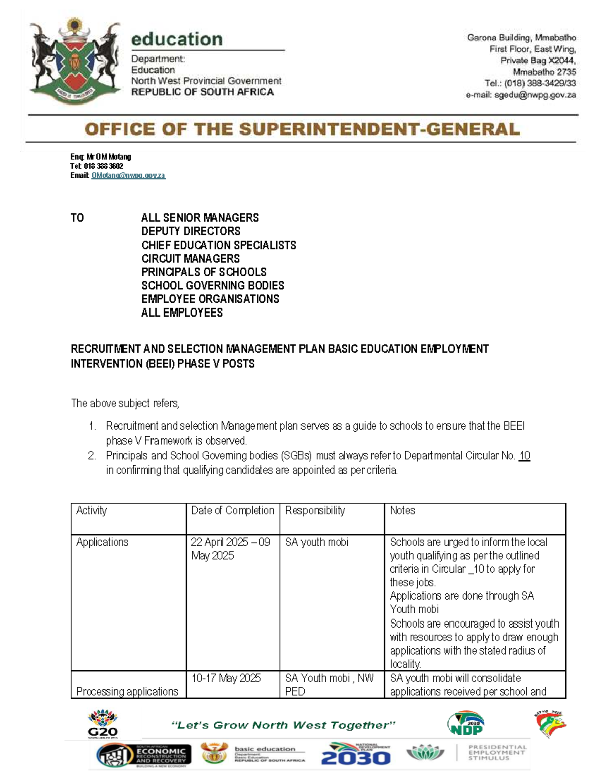 BEEI Phase V Recruitment & Selection Management Plan for Schools - Studocu