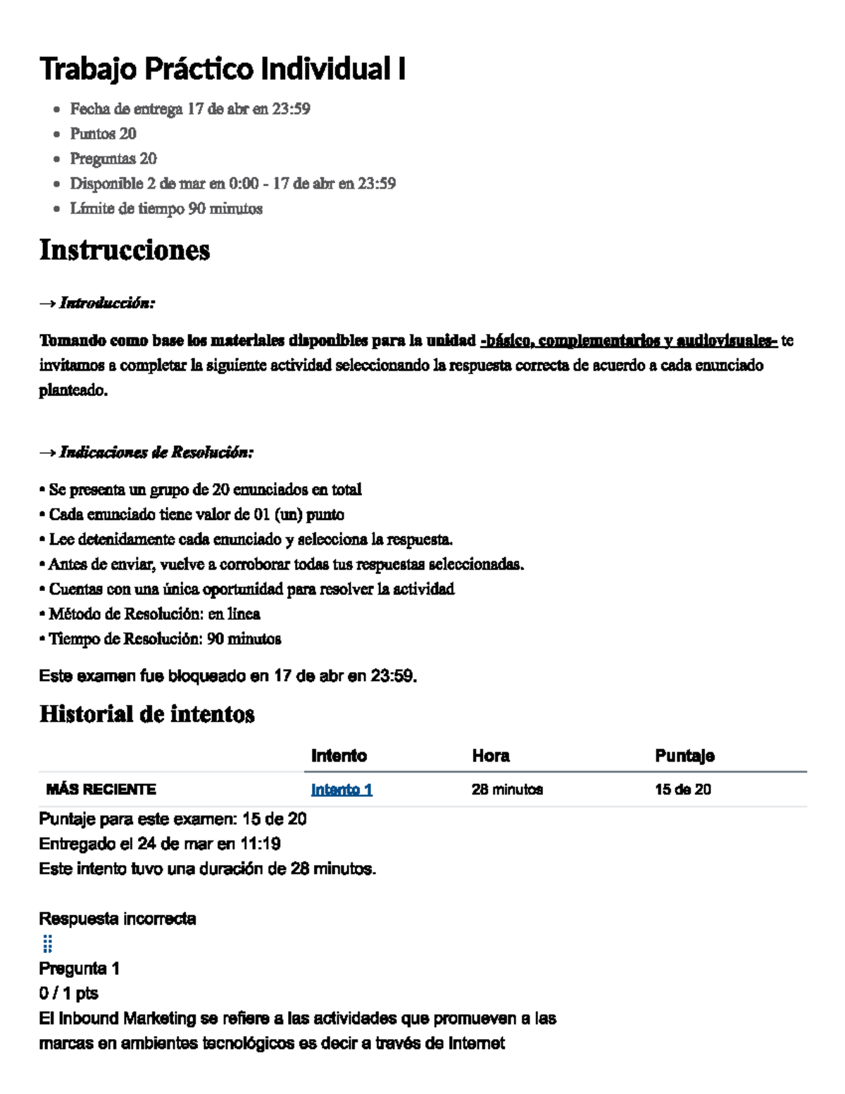 Optativo MKT Digital - Trabajo Práctico Individual I: Examen 20 ...