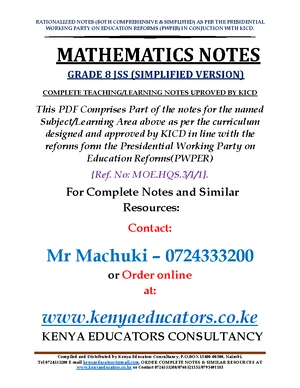 CRE G8 JSS Comprehensive Teaching & Learning Notes - Studocu