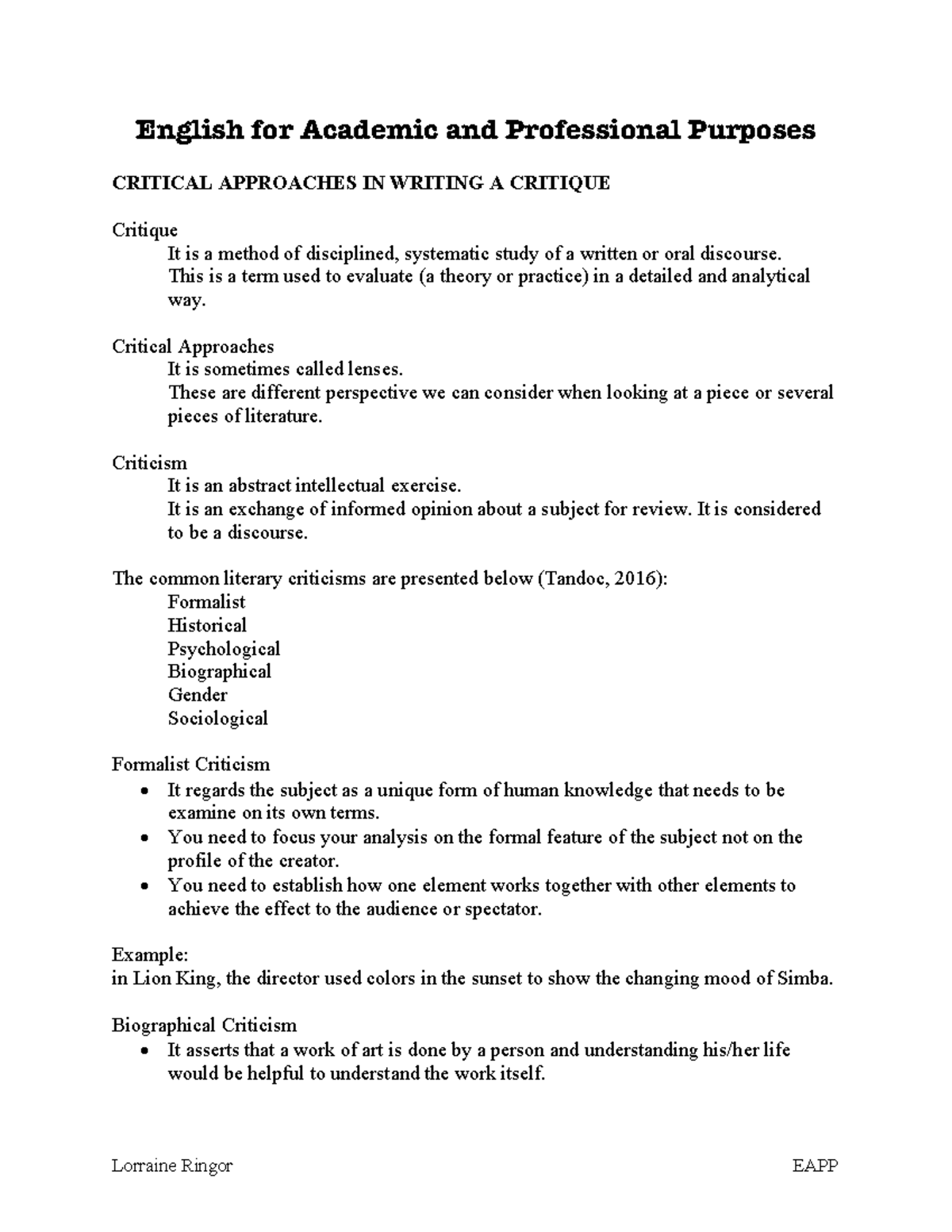 English for Academic and Professional Purposes notes 4th grading ...