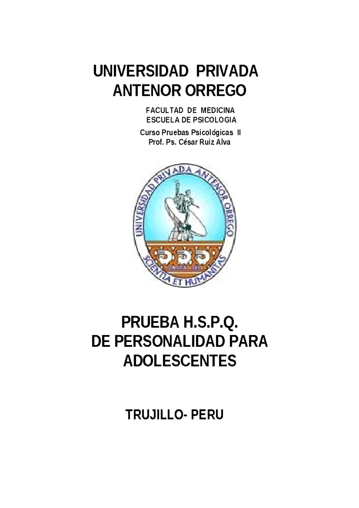 Cuestionario HSPQ de Personalidad para Adolescentes - Pruebas ...