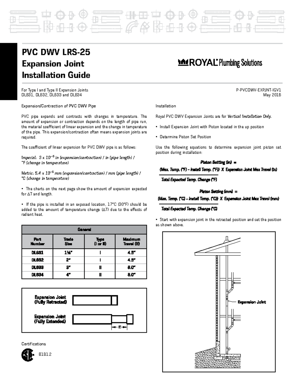 PVC DWV LRS 25 Expansion Joint Installation Guide - Expansion ...