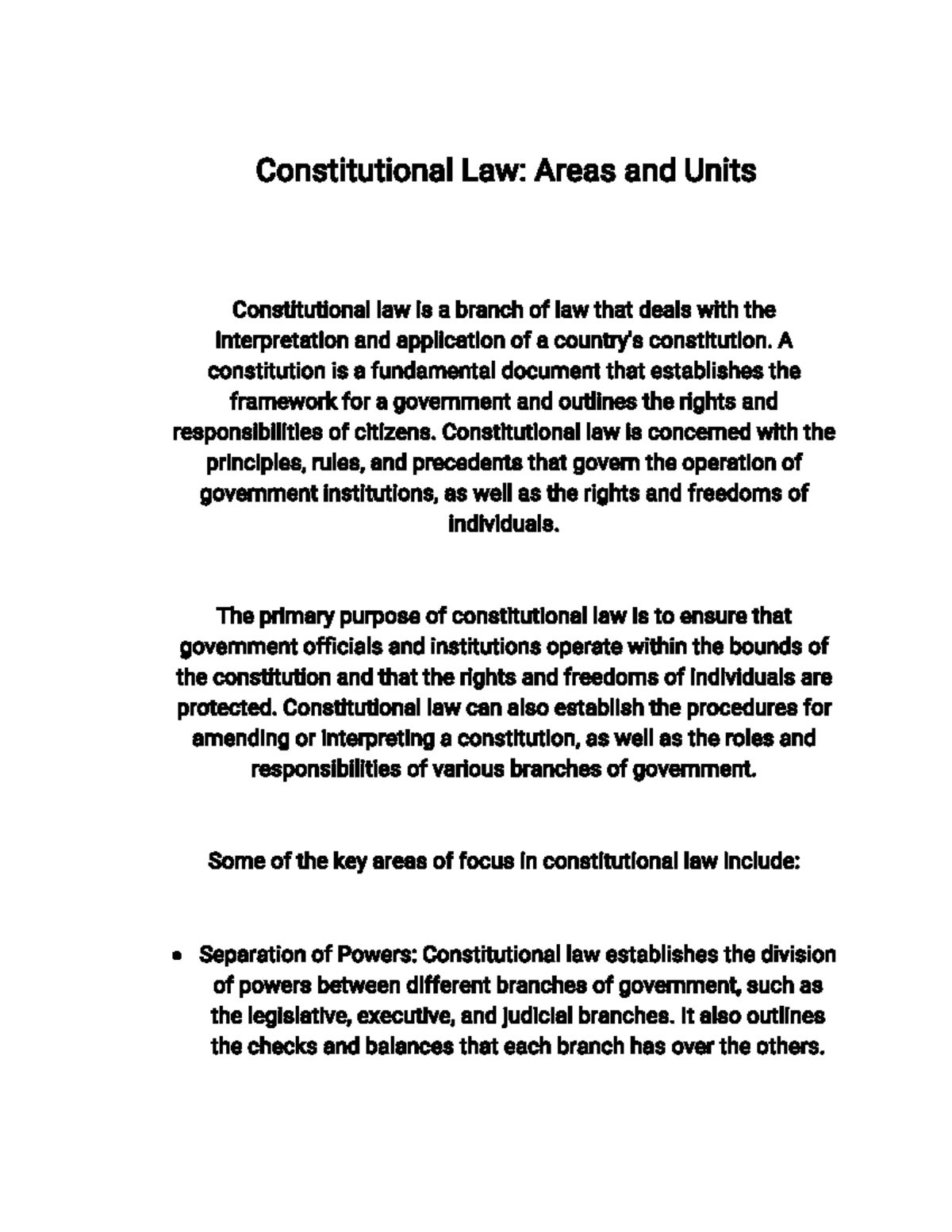 Constitutional Law 101: Key Areas and Units Explained - Studocu
