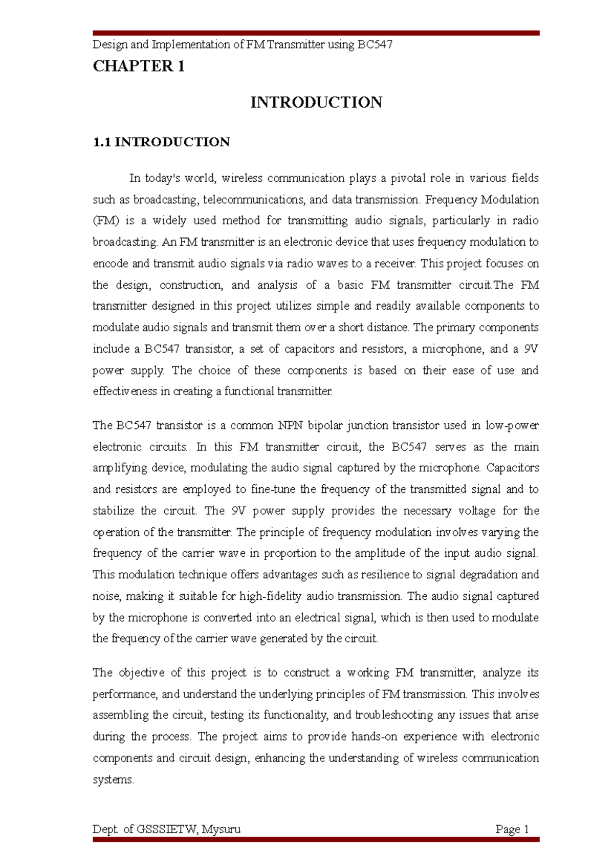FM Transmitter Design Project Report: Principles & Circuit Analysis ...