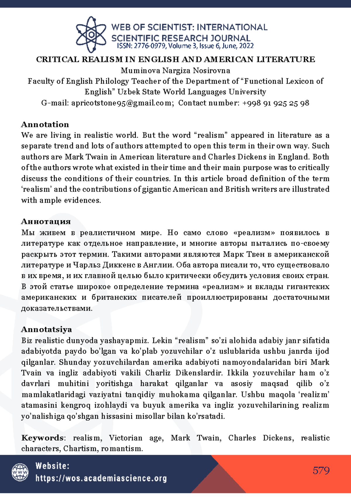 1923-Article Text-3720-1-10-20220613 - CRITICAL REALISM IN ENGLISH AND ...